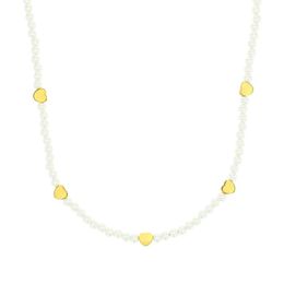 Amor Damen Perlenkette &raquo;Herzen&laquo; mit Glasperle Edelstahl Perlen, L: 45 B: 3mm