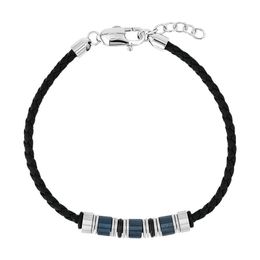 Tom Tailor Herren Tom Tailor Lederarmband schwarz 22cm, Edelstahl Kautschuk Leder Metall