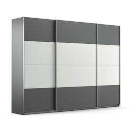 Rauch Schwebet&uuml;renschrank &raquo;Quadra Schlafzimmerschrank in vielen Breiten&laquo; Kleiderschrank Garderobenschrank Schrank mit Glaselementen grau Holzwerkstoff