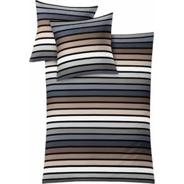 Kleine Wolke Bettw&auml;sche &raquo;Rimini&laquo; 2 Stk. mit Streifen grau Mako-Satin, Obermaterial: 100% Baumwolle B/L: 135cm x 200cm, 1 Stk., 1 Stk., Mako-Satin, B/L: 80cm x 80cm