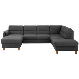 Home Affaire Wohnlandschaft &raquo;Palmera U-Form, B: 308 cm&laquo; optional Schlaffunktion & Bettkasten, Federkern grau 100% Polyester;Struktur (100% Polyester);