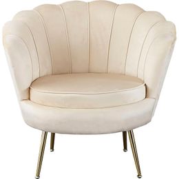 Salesfever Loungesessel &raquo;Clam - Design Cocktailsessel&laquo; Prachtvoll extravagantes Design im Muschel-Look beige 100% Polyester Samtvelours, B/H/T: 76cm x
