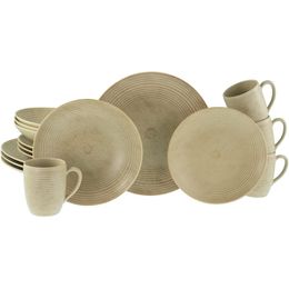 Creatable Kombiservice &raquo;Catania, Service 16-tlg.&laquo; Italienische Eleganz, Vulkanoptik beige Steinzeug 16