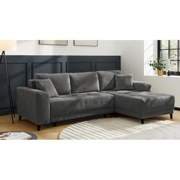 Jockenh&ouml;fer Ecksofa &raquo;Beverly L-Form, B: 251 cm&laquo; mit Schlaffunktion, Bettkasten & Zierkissen grau Korpus: 100% Polyester;Kissen: 100% Polyester B/H/T: 251cm x 