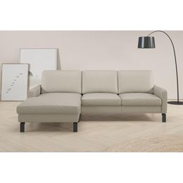 Home Affaire Ecksofa inkl. saugroboterfreundliche H&ouml;he & schmale Armlehnen beige 100% Polyester B/H/T: 244cm x 86cm x 164cm, Microfaser, Longchair 