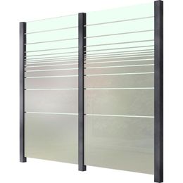 STAKET PRO Zaun Glaszaun, Gesamtl&auml;nge: 2,29 m, 3 Pfosten grau Aluminium, Glas Pfosten: 3 Stk.