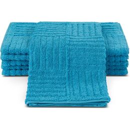 Ross Gaestehandtuecher &raquo;CARRE&laquo; 100% Baumwolle, Rippenstruktur, gro&szlig;e Farbauswahl blau Frottier, Frottier B/L: 30cmx50cm, 6 Stk., Frottier