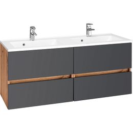 Welltime Waschbeckenunterschrank &raquo;Lucca&laquo; Badm&ouml;bel, Waschtisch inkl. Waschbecken, Breite 120 cm grau eichefarben, B/H/T: 120cm x 56cm x 47cm