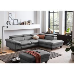 OTTO home Ecksofa &raquo;Pilot L-Form&laquo; mit Kopfteilverstellung, wahlweise mit Schlaffunktion & Bettkasten grau 100% Polyester; Feinstruktur 75000 
