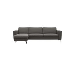 FLEXLUX Ecksofa &raquo;Fiore, super Sitzkomfort durch Kaltschaum im Sitz, L-Form&laquo; breite Armlehnen, Kaltschaum, F&uuml;&szlig;e Alu+schwarz grau 100% Echteder B/H/T: 