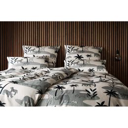 Elegante Bettw&auml;sche &raquo;Jungle Graphic&laquo; 2 Stk. angenehmes Hautgef&uuml;hl schwarz-wei&szlig; Mako-Satin, Obermaterial: 100% Baumwolle B/L: 135cm x 200cm, 1 Stk., 1 Stk., 