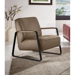 W.Schillig Cocktailsessel &raquo;quadroo Loungesessel,&laquo; mit bezogenen Armlehnen, Gestell in Schwarz pulverbeschichtet orange Velourgewebe V41 (100% 