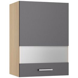KOCHSTATION H&auml;ngeschrank &raquo;KS-Lucy&laquo; Breite 50 cm, mit 1 Segmentglast&uuml;r, 2 Einlegeb&ouml;den, Soft-Close grau Eiche hell, B/H/T: 50cm x 70,4cm x 34,6cm, 