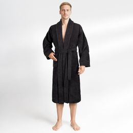 HAMMETEX Herrenbademantel &raquo;hergestellt aus 100% Baumwolle &ndash; 380 g/m&sup2; Frottee, mit Taschen&laquo; 1 Stk. saugf&auml;hig & Weich schwarz Baumwolle M