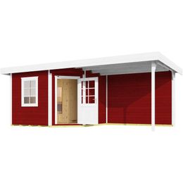 Weka Saunahaus &raquo;SALO 2&laquo; inkl. hochwertiger Elementsauna rot Bio-Ofen, externe Steuerung, 9 kW