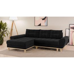 Home Affaire Ecksofa &raquo;Ahrdorf mit Bettfunktion und Bettkasten, Ma&szlig;e: B/H/T 268/86/175 cm&laquo; L-Form mit 3 R&uuml;ckenkissen und moderne gerundete Armlehnen 