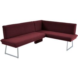 K+w Komfort & Wohnen K+W Komfort & Wohnen Eckbank mit Sattlernaht und schmaler Kufe, langer Schenkel rechts oder links rot B/H/T: 86cm x 60cm, Flachgewebe Q2 2250, langer 