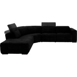 Egoitaliano Ecksofa &raquo;Sauvanne, Designsofa der Extraklasse, elegant und bequem, L-Form&laquo; wahlweise mit elektrischer Relaxfunktion, Kopfteilverstellung schwarz Leder