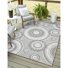 MyFlair Outdoorteppich &raquo;Loop, LAGERR&Auml;UMUNG!&laquo; rechteckig 8 mm H&ouml;he modernes Design, Hoch-Tief Effekt, Outdoor geeignet, Balkon, Terrasse grau Polypropylen B : 
