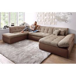 DOMO collection Wohnlandschaft &raquo;MORIC 353x216x80 cm, mit viel Platz, U-Form, auch in Cord&laquo; im XXL-Format, wahlweise mit Bettfunktion und 