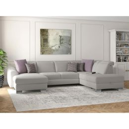 Sit & More sit&more Wohnlandschaft &raquo;Dundee U-Form&laquo; mit Federkern und Edelstahlf&uuml;&szlig;en, wahlweise mit Kopfteilverstellung silber B/H/T: 338cm x 86cm x 219cm, 