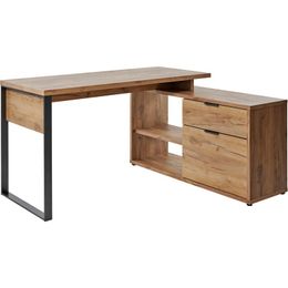 Jahnke Eckschreibtisch &raquo;LOOP C 150 E&laquo; 1 Stk. tlg. Eckschreibtisch, wechselseitig montierbar, viel Stauraum braun B/H/T: 140cm x 76,2cm x 60cm, kerneiche/ 