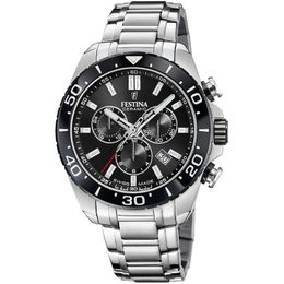 Festina Herren Chronograph &raquo;Keramik Kollektion&laquo; Armbanduhr, Quarz, Herren, Stoppfunktion, Keramikl&uuml;nette, Swiss Made silber Einheitsgr&ouml;&szlig;e