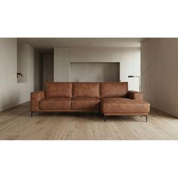 OTTO home Ecksofa &raquo;OLAND Luxus-Microfaser L-Form, B: 280 cm, Skandi-Design&laquo; L-Form, 280 cm, Wellenunterfederung, Skandi-Design, Metallf&uuml;&szlig;e braun 