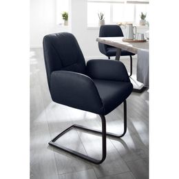 W.Schillig Freischwinger &raquo;ole&laquo; () Gestell in Schwarz pulverbeschichtet blau Longlife Xtra-Leder Z69: Das feinnarbige, gedeckte Softleder Z69 besticht 