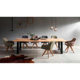 Home Affaire Esstisch &raquo;Tristan&laquo; massive Balkeneiche ge&ouml;lt mit Baumkante schwarz B/H/T: 280cm x 77cm x 110cm