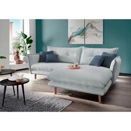 Home Affaire Ecksofa &raquo;Lazio modern und bequem, schmale Armlehnen, tolle Detailverarbeitung&laquo; zwei verschiedene Fu&szlig;farben w&auml;hlbar blau 100% Polyester B/