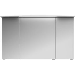 Badezimmerspiegelschrank &raquo;Serie 4010 Badezimmer-Spiegelschrank inkl. LED-Beleuchtung im Kranz&laquo; Badschrank 142 cm breit, 3 T&uuml;ren, 6 Glas-Einlegeb&ouml;den, 