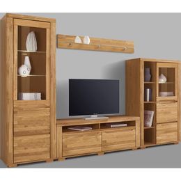 OTTO home Wohnwand &raquo;Denis: 4‐teilig, Griffmulden, Lowboard mit Kabelf&uuml;hrung, viel Stauraum&laquo; Set, 4 Stk. tlg. braun Holzwerkstoff Holzwerkstoff 