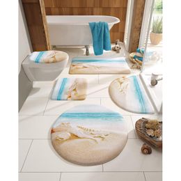 OTTO home Badematte &raquo;Strand&laquo; H&ouml;he 14 mm Memory Schaum fu&szlig;bodenheizungsgeeignet schnell trocknend mit Strand-Motiv, Badematten auch als 2 teiliges Set 