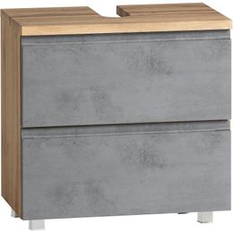 Welltime Waschbeckenunterschrank &raquo;S&ouml;lden&laquo; grau Holzwerkstoff wotaneiche, B/H/T: 60cm x 56cm x 35cm, Schubladen: 1 Stk.