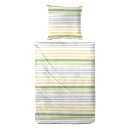 Primera Bettw&auml;sche &raquo;Renforce-Bettw&auml;sche Fresh stripe&laquo; 2 Stk. mit Streifen gr&uuml;n Renforc&eacute;, Obermaterial: 100% Baumwolle B/L: 135cm x 200cm, 1 Stk., 1 Stk., 