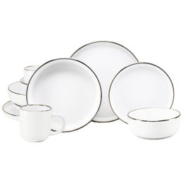 Creatable Kombiservice &raquo;Nordic Festive, Service 10-tlg.&laquo; Minimalistisches Design, Dezente goldene Akzente Steinzeug 10