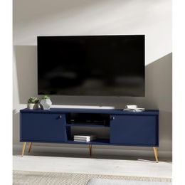 Home Affaire Lowboard &raquo;ROMILDA TV-Schrank mit 2 T&uuml;ren und einem Fach, B/T/H: 156/40,5/54,8 cm&laquo; Dunkelblaue TV-Kommode mit goldenen Akzenten, viel 