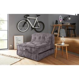 Home Affaire Sessel &raquo;Pia&laquo; Loungesessel aus Cord, in 2 Gr&ouml;&szlig;en, Pouf-Funktion. grau 100% Polyester Cord, XXL, B/H/T: 106cm x 82cm x 125cm