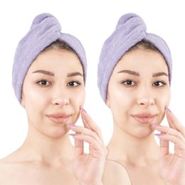 HAMMETEX Turban-Handtuch &raquo;2er Set Haarturban Damen, 100% Baumwolle, Flauschig & Schnelltrocknend&laquo; Uni-Farben, weich lila Frottier, Baumwolle B/L: 