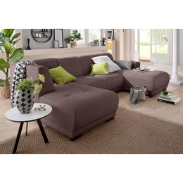 Home Affaire Wohnlandschaft &raquo;Langeland U-Form&laquo; incl. 2 Zierkissen, Recamiere wahlweise links oder rechts braun Filzoptik (100% Polyester);Struktur (