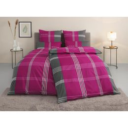Tom Tailor HOME Bettw&auml;sche &raquo;Ole&laquo; 2 Stk. karierte Bettw&auml;sche aus Baumwolle, mit Rei&szlig;verschluss lila Renforc&eacute;, Obermaterial: 100% Baumwolle B/L: 135cm x