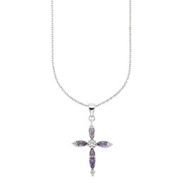 Firetti Damen Kette mit Anh&auml;nger &raquo;Schmuck, Geschenk, Silberkette mit Kreuzanh&auml;nger&laquo; mit Zirkonia (synth.) lila Silber 925 (Sterlingsilber), L: 45 B: 
