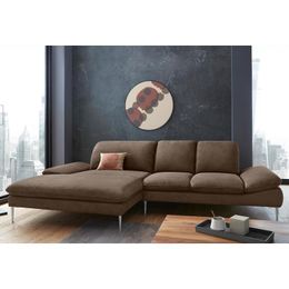 W.Schillig Ecksofa &raquo;enjoy&MORE, Designsofa, elegant und bequem, L-Form&laquo; mit Sitztiefenverstellung, F&uuml;&szlig;e Chrom gl&auml;nzend, Breite 310 cm braun Chenille-