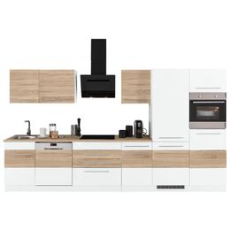 KOCHSTATION K&uuml;chenzeile &raquo;KS-Trient&laquo; Breite 360 cm, wahlweise mit E-Ger&auml;ten, mit Arbeitsplatte wei&szlig; B/H/T: 360cm x 60cm,mit E-Ger&auml;ten
