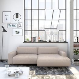 Musterring Ecksofa &raquo;LUCIA zeitlos, bequem, sch&ouml;ne Detailverarbeitung Breite 296cm, L-Form&laquo; beige Flachgewebe VALMONT (60% Baumwolle/40% Leinen);Leder PURO, 