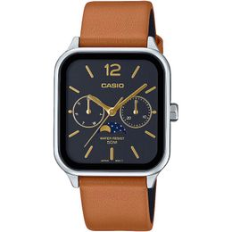 Casio Timeless Collection Herren CASIO TIMELESS COLLECTION Quarzuhr Armbanduhr, Herrenuhr, Damenuhr, Datum, Lederarmband, Mondphase braun 