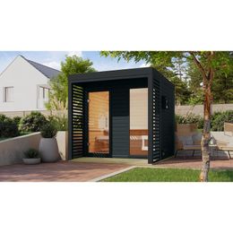 Karibu Saunahaus &raquo;Anja 2&laquo; Set grau Saunaofen, externe Steuerung, 9 kW