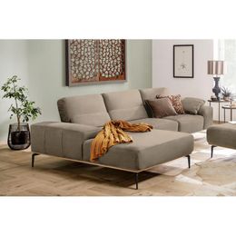 W.Schillig Ecksofa &raquo;run, Designsofa mit tollem Sitzkomfort, bequem, L-Form&laquo; mit Holzsockel, F&uuml;&szlig;e in Schwarz pulverbeschichtet, Breite 319 cm beige 