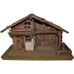 Krippe &raquo;Weihnachtsdeko&laquo; aus Holz, 59,5x30x35 cm, f&uuml;r Figuren bis 12 cm H&ouml;he braun Holzwerkstoff Einheitsgr&ouml;&szlig;e